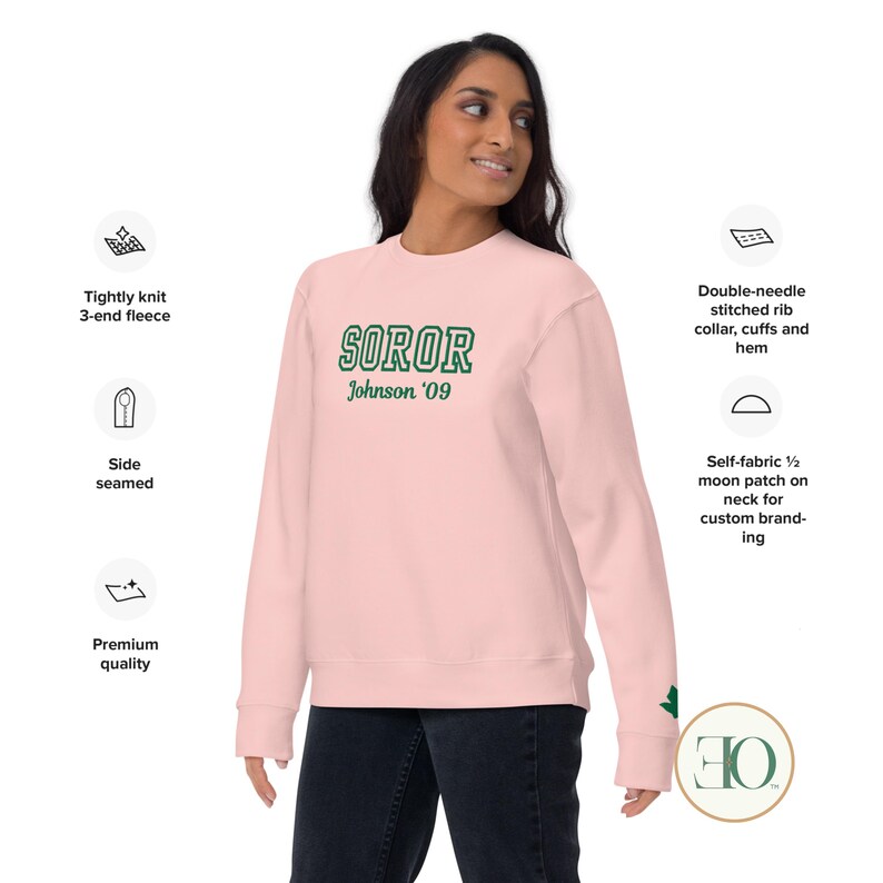 Soror Embroidered Sweatshirt Personalized Crossing Year Ivy Leaf Sleeve ...