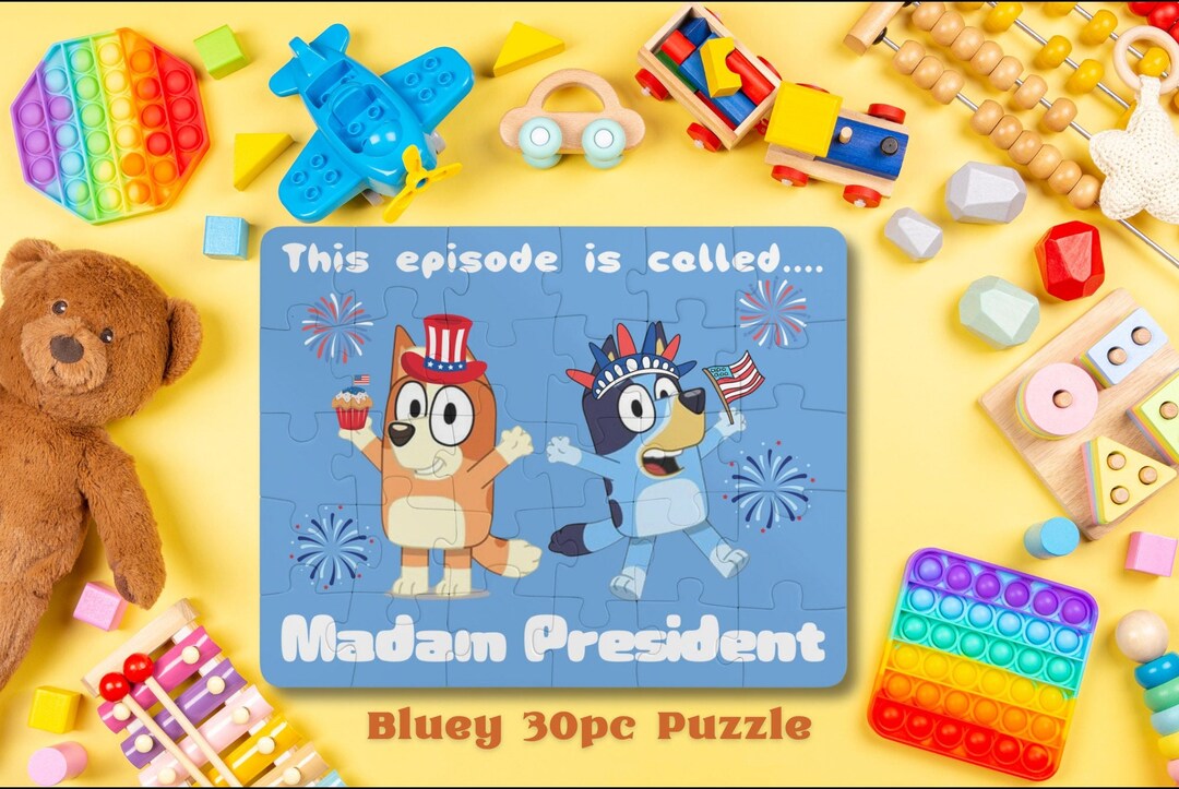 Madam President Bluey and Bingo Puzzle 30pc, USA Election Themed Gift ...