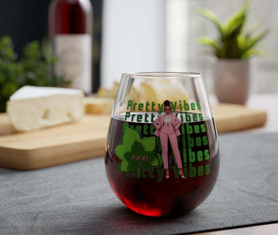 Alpha Kappa Alpha Pretty Vibes Stemless Wine Glass , AKA Paraphernalia ...