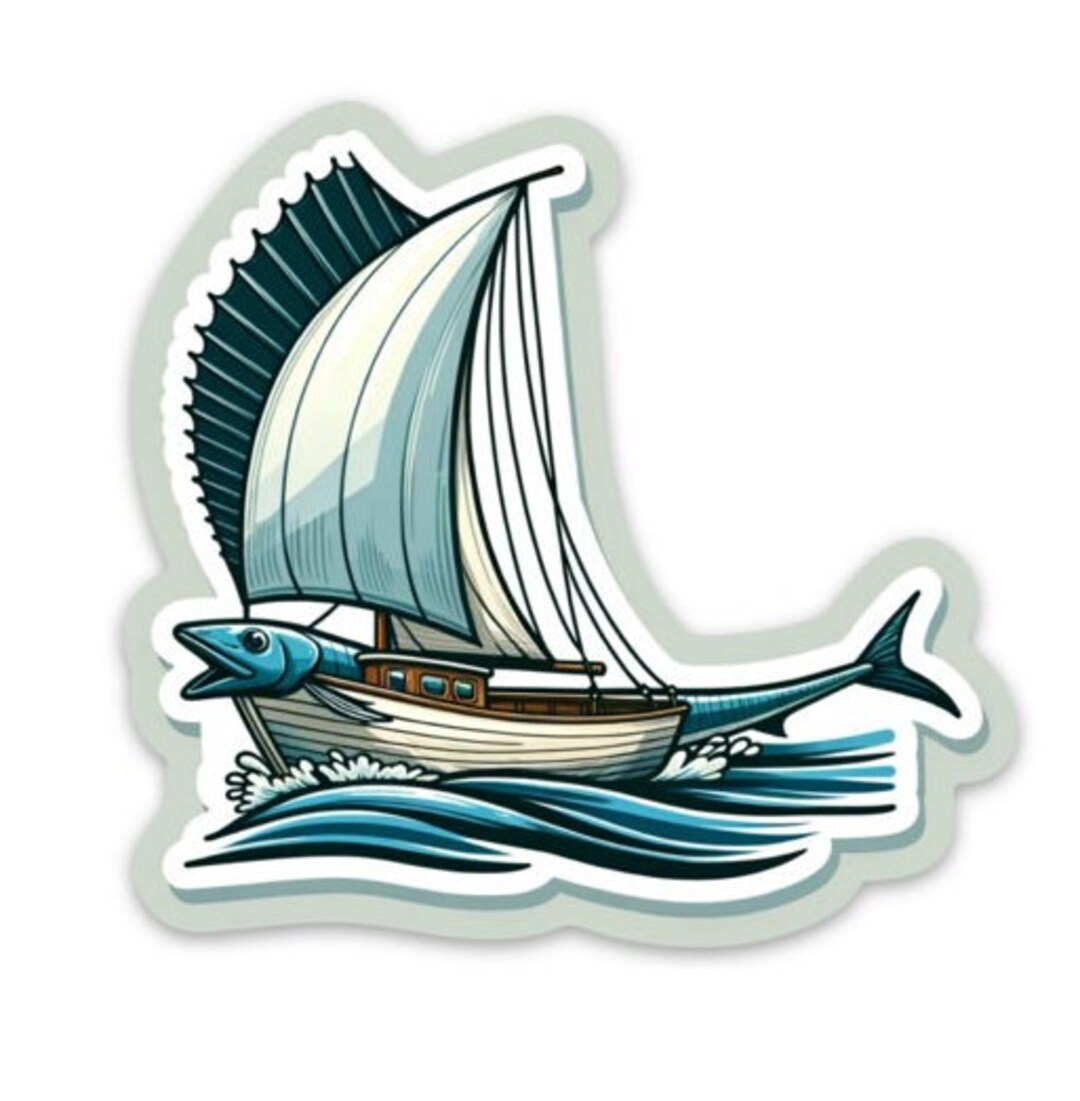Sailfish Boat - Waterproof Vinyl Sticker - Etsy