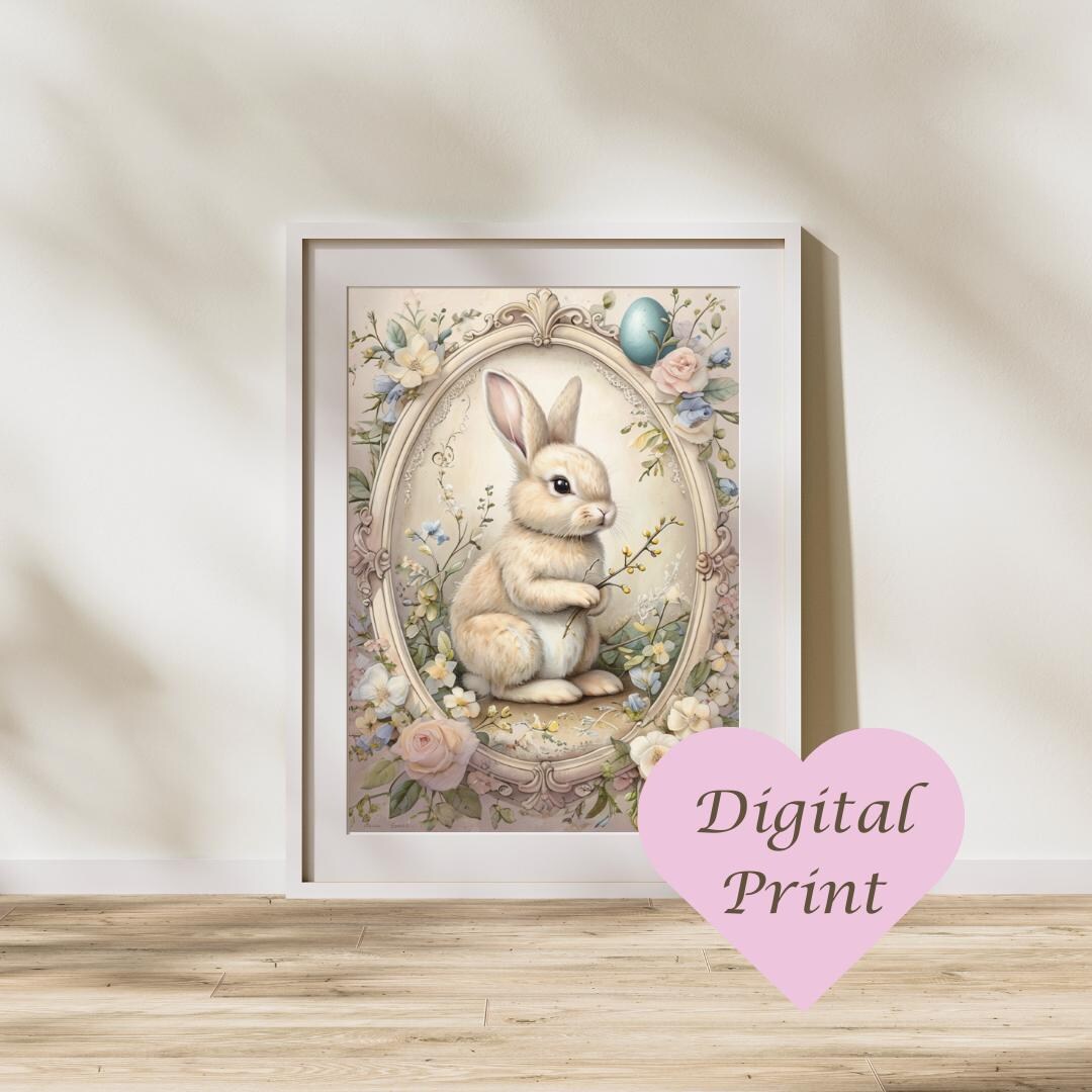 Digital Bunny Print, Easter Print, Digital File, - Etsy