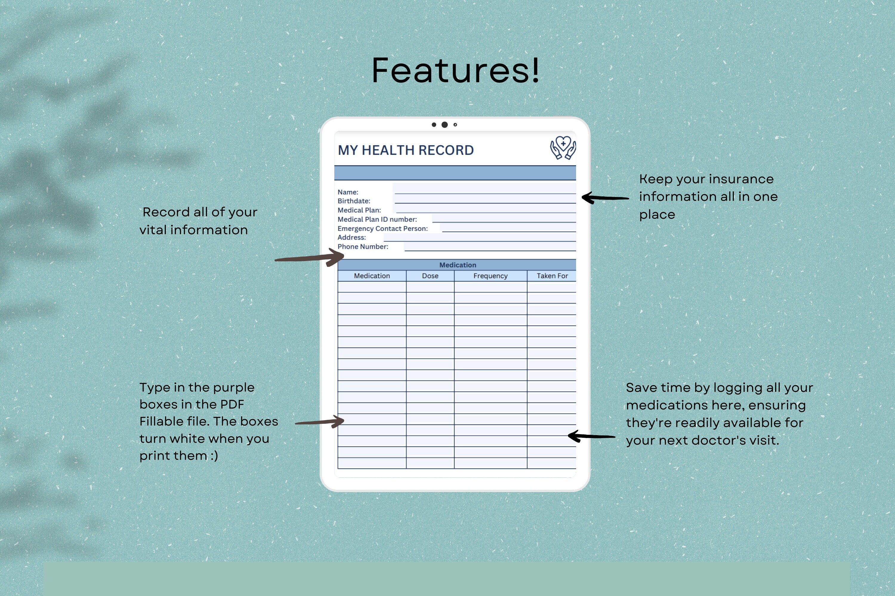 Health Planner - Printable Medication Log, Editable Health Planner ...