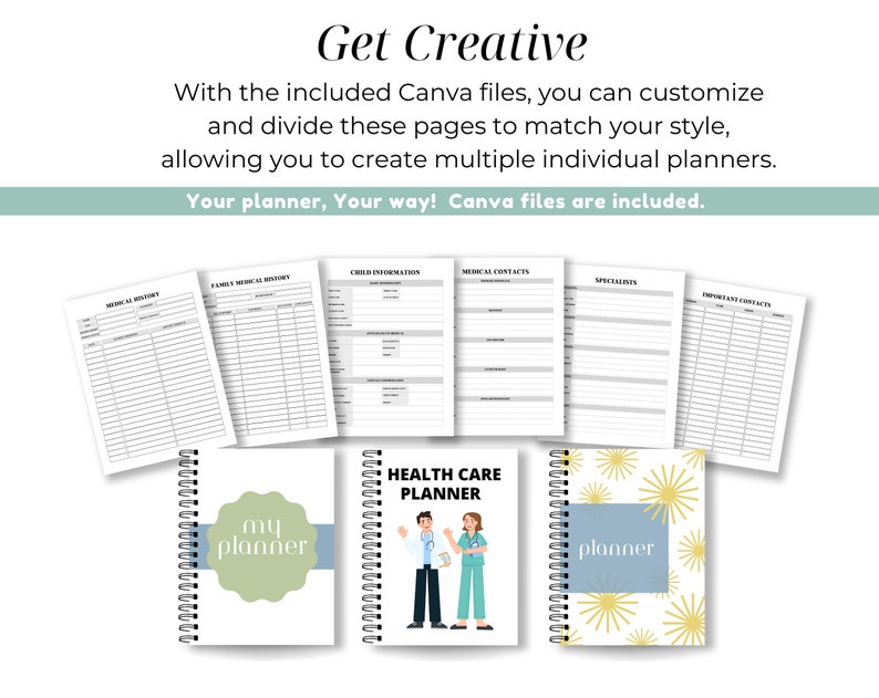 Health Planner and Tracker, Printable Healthcare and Wellness Planner ...