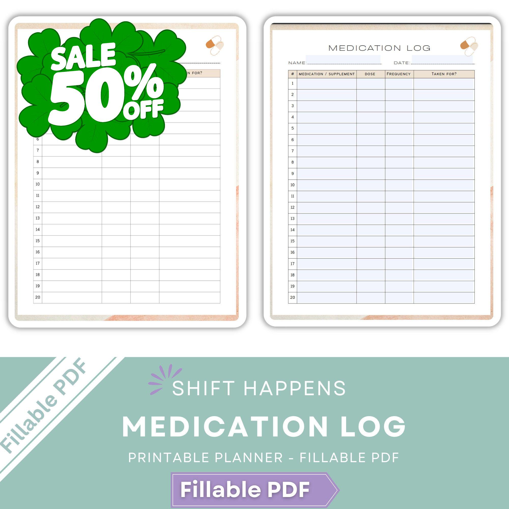 Printable, Printable Medication Tracker, Wellness Planner, Medication ...
