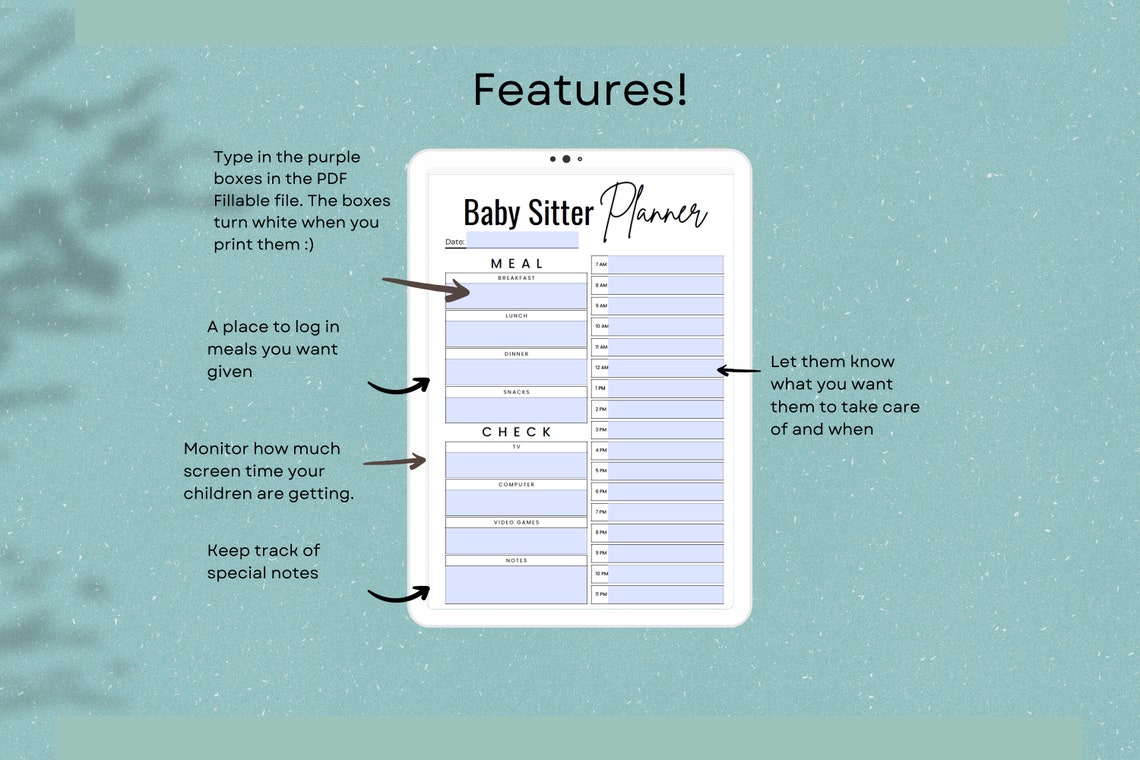 Comprehensive Babysitter Planner & Tracker - Printable PDF for Date ...