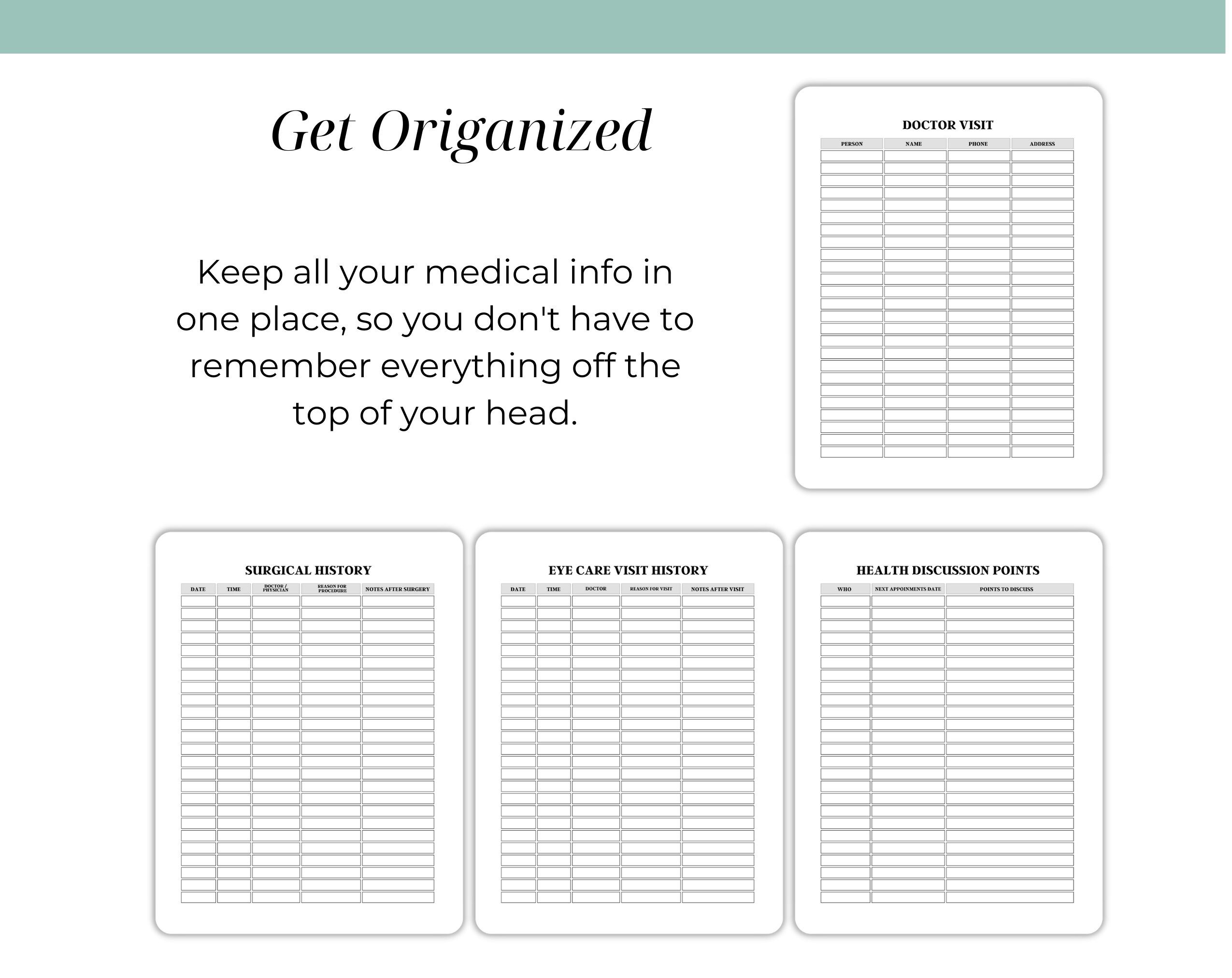 Health Planner and Tracker, Printable Healthcare and Wellness Planner ...