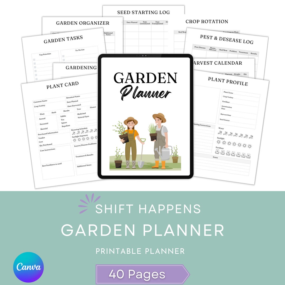 Garden Plans and Journal, Printable Gardening Planner for Planting and ...