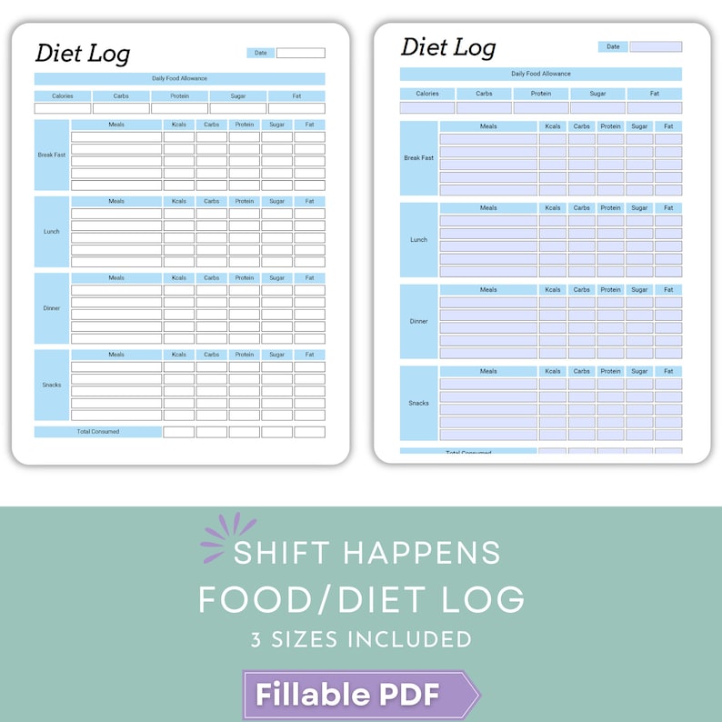 Printable Diet, Printable Food, Food Planner, Meal Tracker, Meal ...