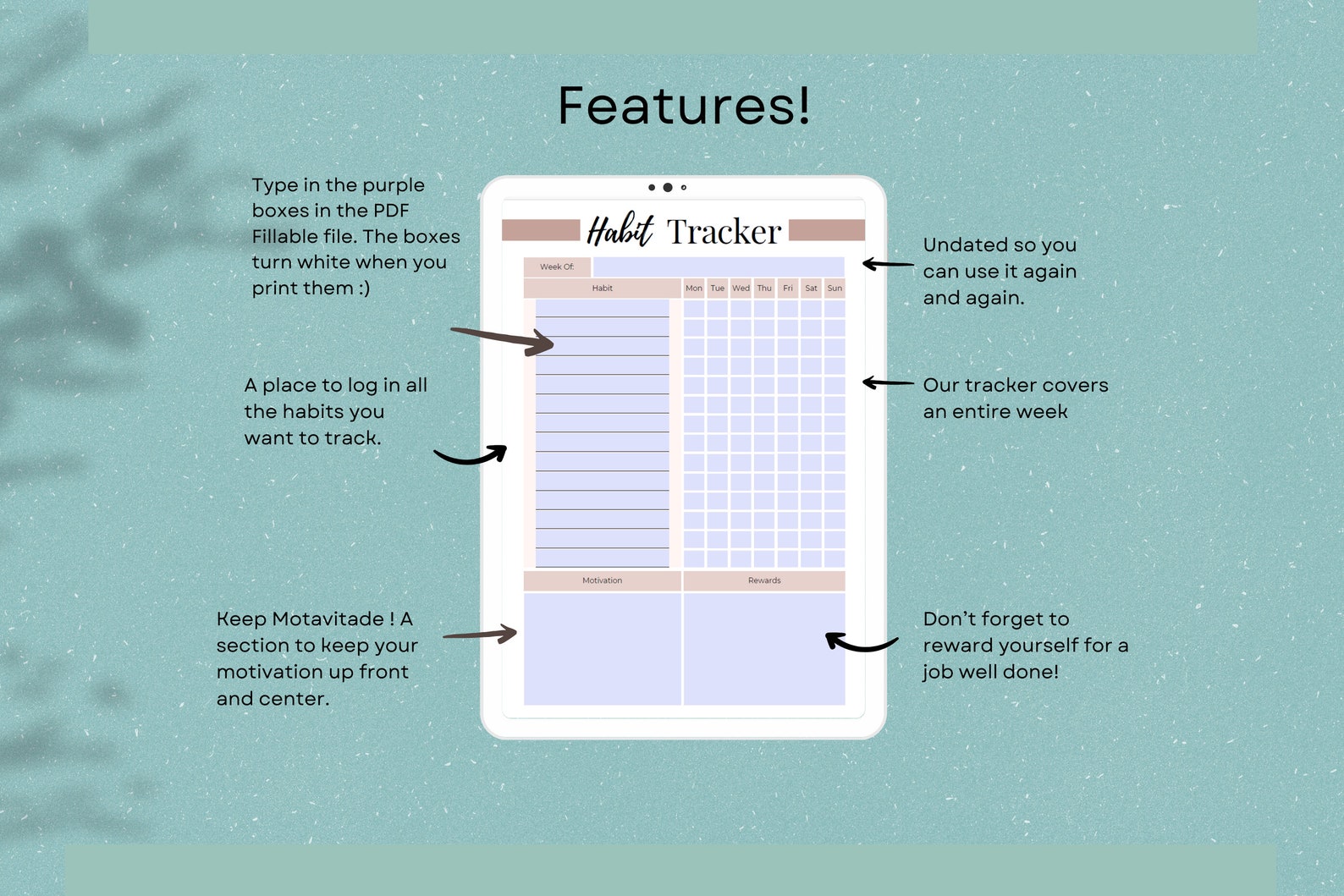 Printable Habit Tracker for Goal Setting and Daily Routine Weekly Habit ...