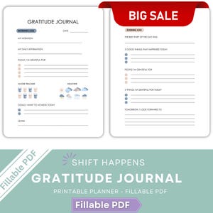 Gratitude Journal Printable - Editable PDF Planner for Daily ...