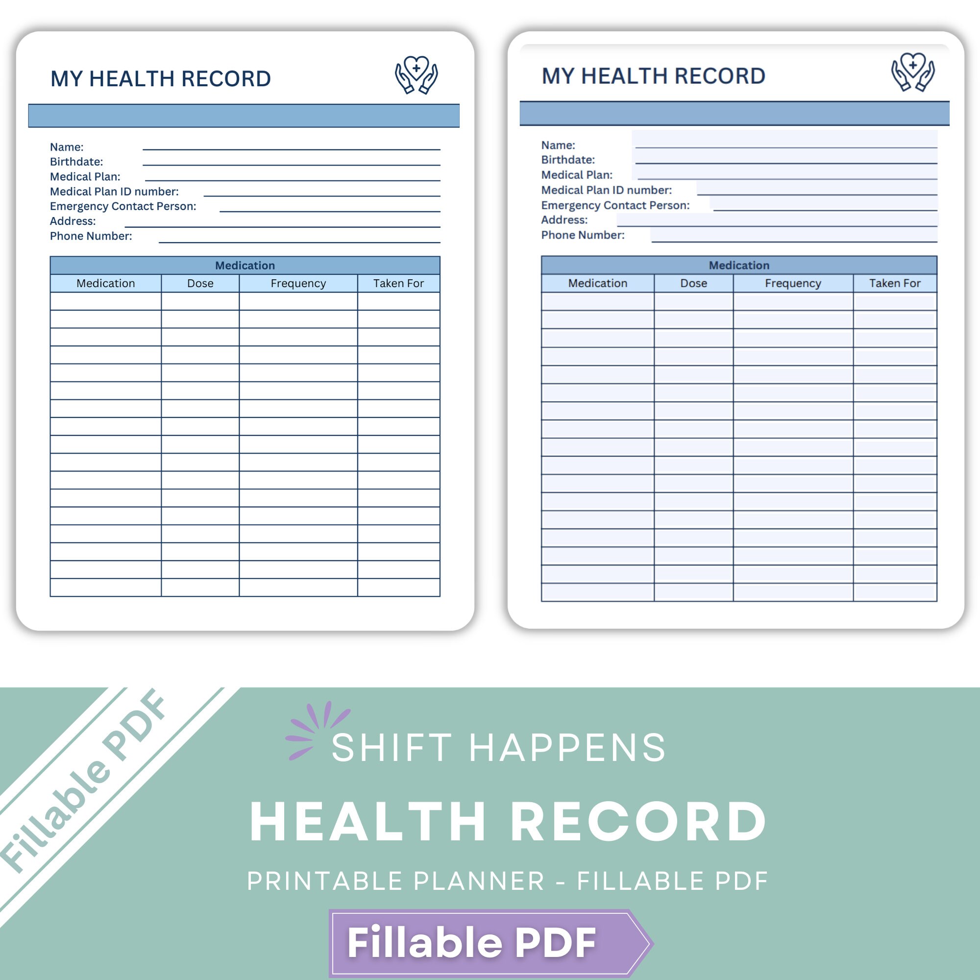Health Planner - Printable Medication Log, Editable Health Planner ...