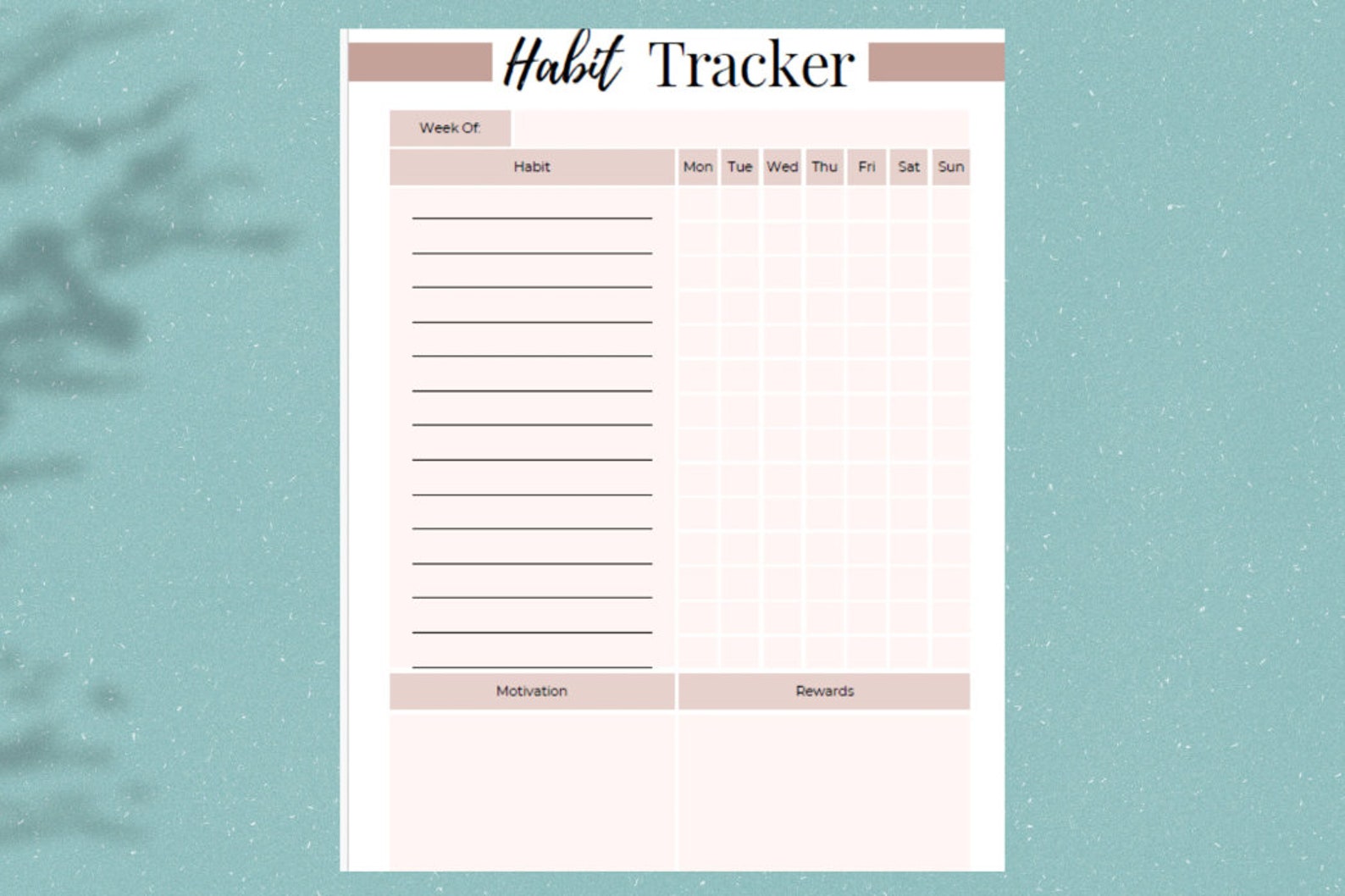 Printable Habit Tracker for Goal Setting and Daily Routine Weekly Habit ...
