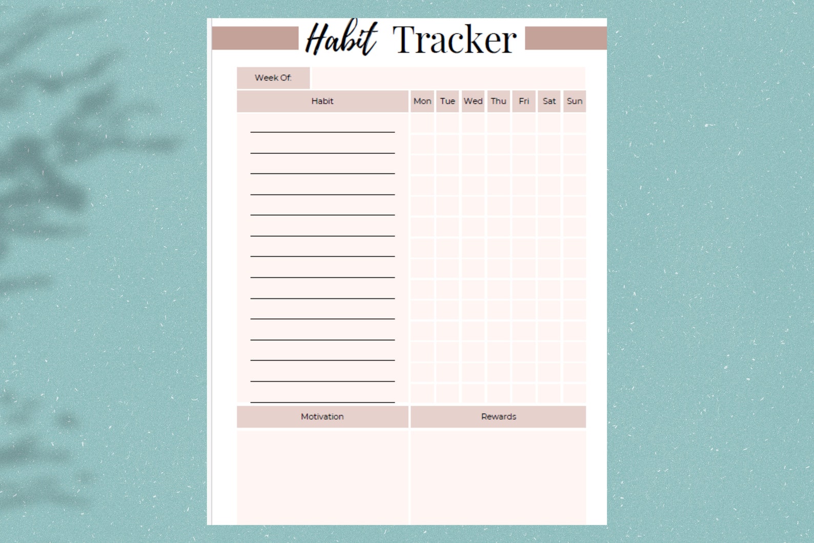 Printable Habit Tracker for Goal Setting and Daily Routine Weekly Habit ...