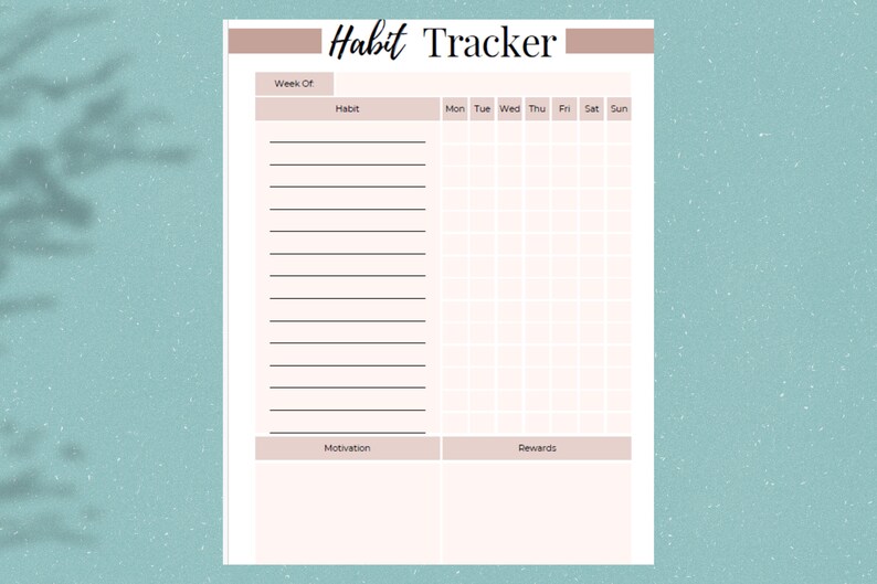Printable Habit Tracker for Goal Setting and Daily Routine Weekly Habit ...