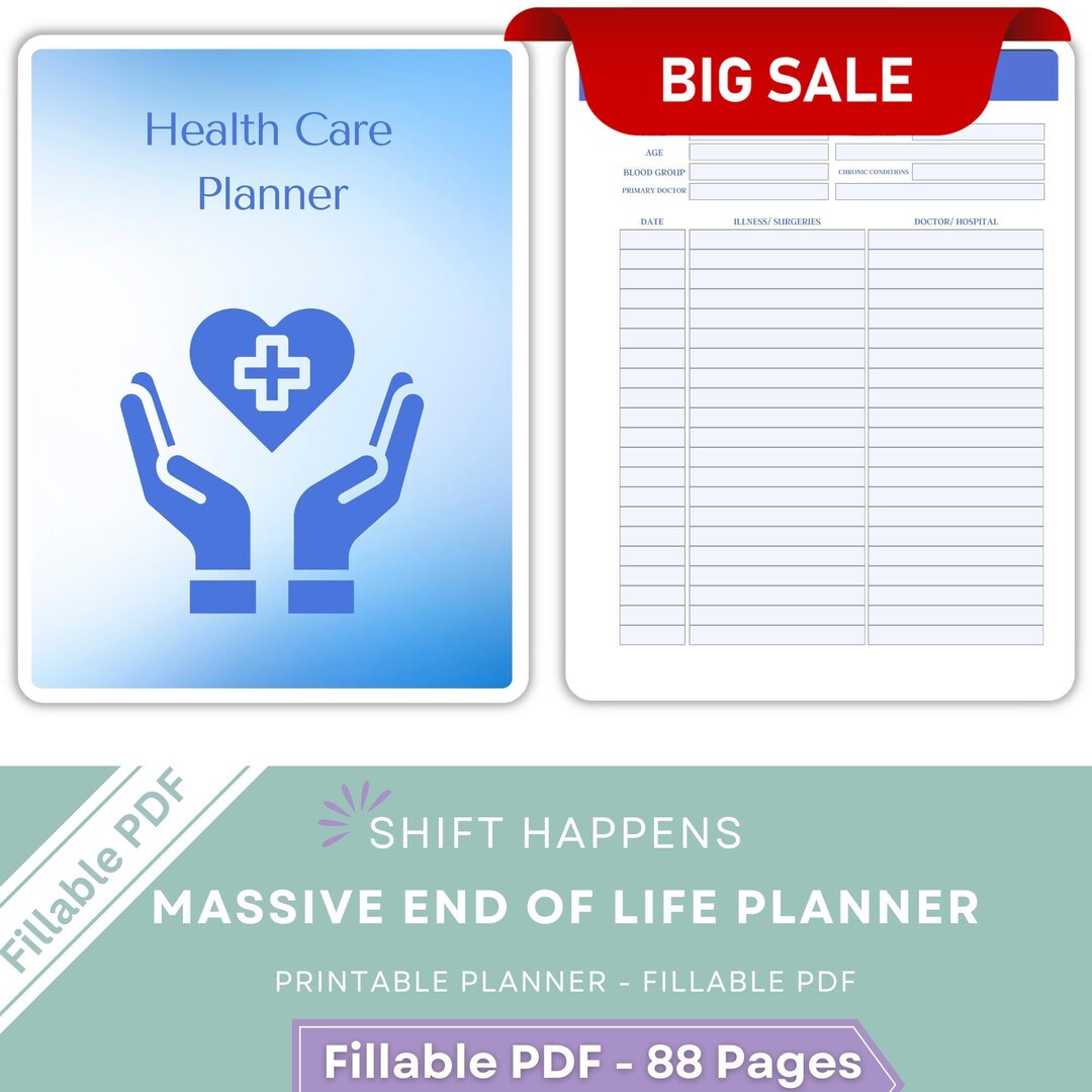 Health Planner, Healthplanner, End-of-life Planner, Printable End of ...