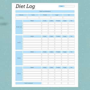 Printable Diet, Printable Food, Food Planner, Meal Tracker, Meal ...