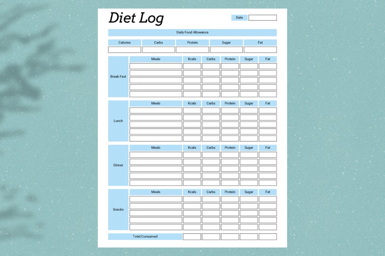 Printable Diet, Printable Food, Food Planner, Meal Tracker, Meal ...