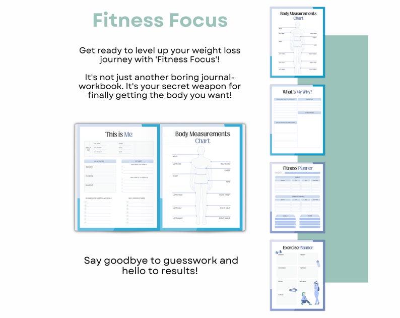 Printable Fitness Planner and Weight Loss Tracker, Fitness Tracker and ...
