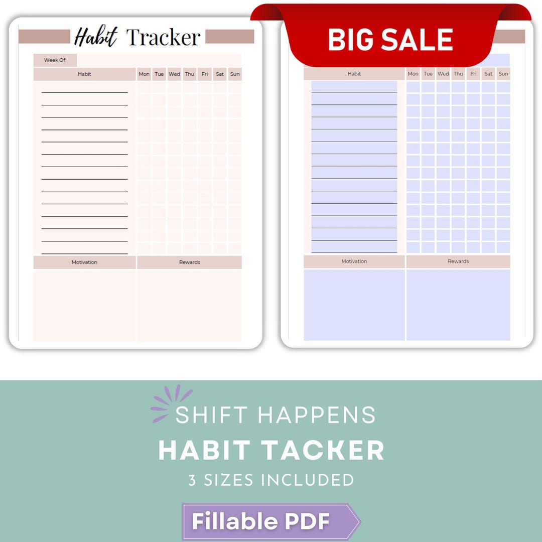 Printable Habit Tracker for Goal Setting and Daily Routine - Weekly ...