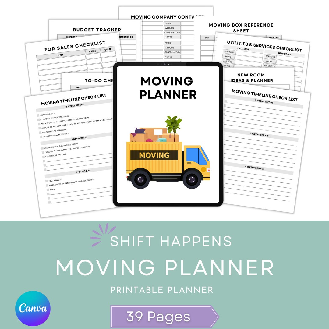 Moving Checklist, Moving Planner, Moving Binder, Moving Checklist ...