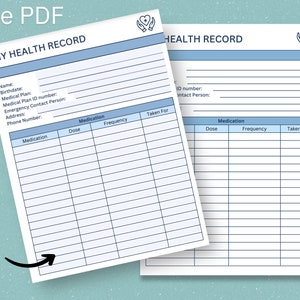 Health Planner - Printable Medication Log, Editable Health Planner ...