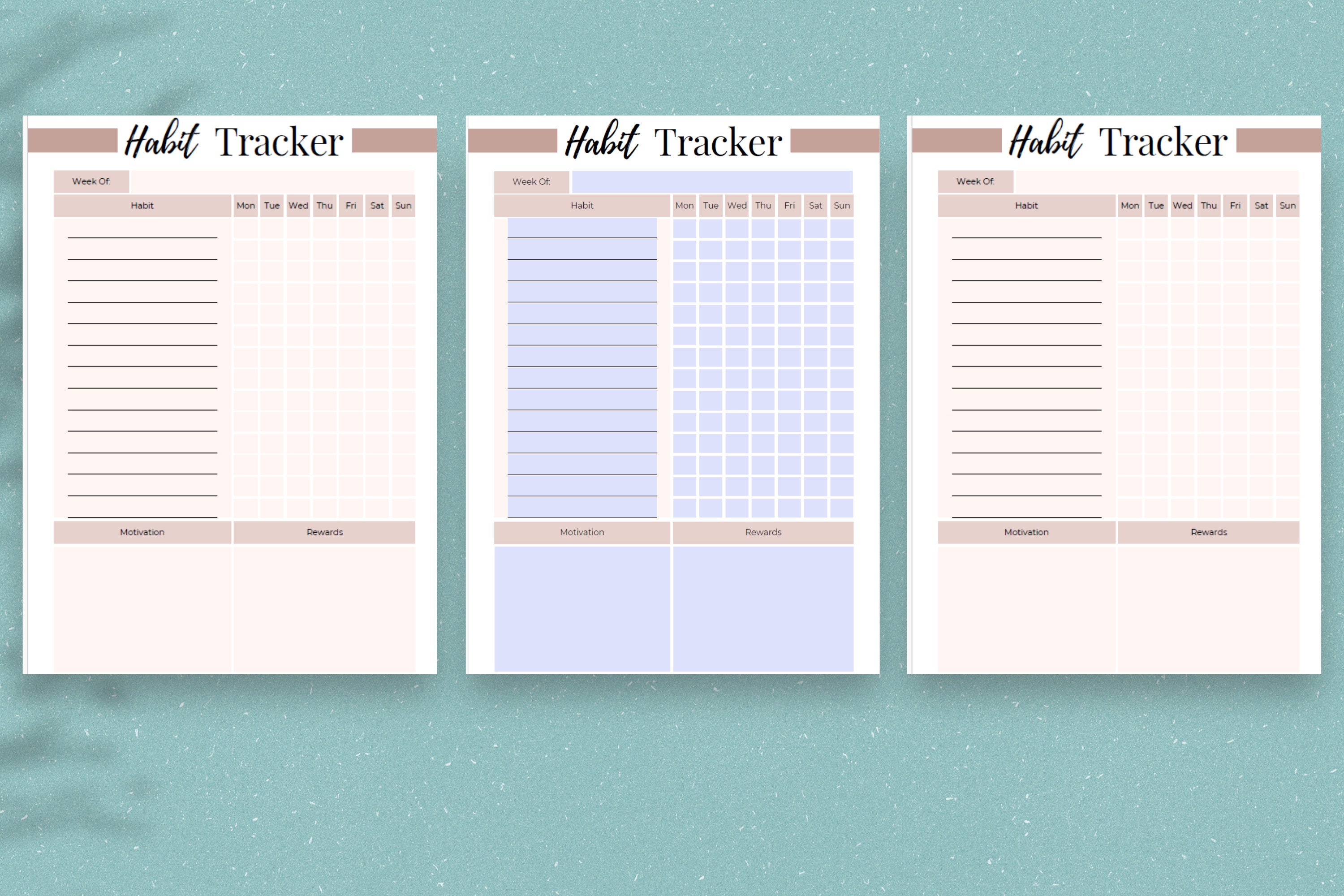 Printable Habit Tracker for Goal Setting and Daily Routine Weekly Habit ...