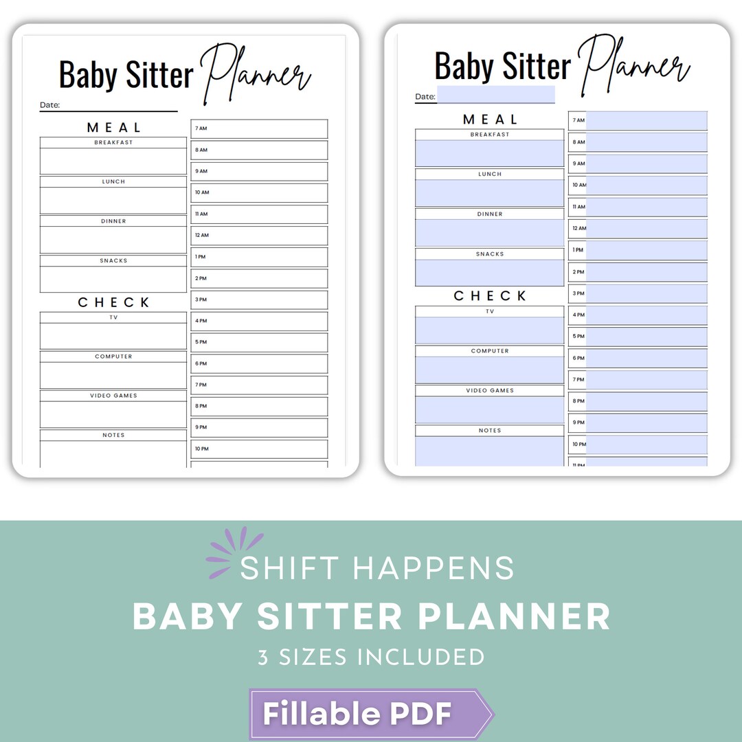 Comprehensive Babysitter Planner & Tracker - Printable PDF for Date ...