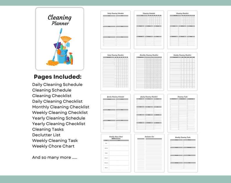 Cleaning Planner, Checklist and Schedule (printable) - Etsy