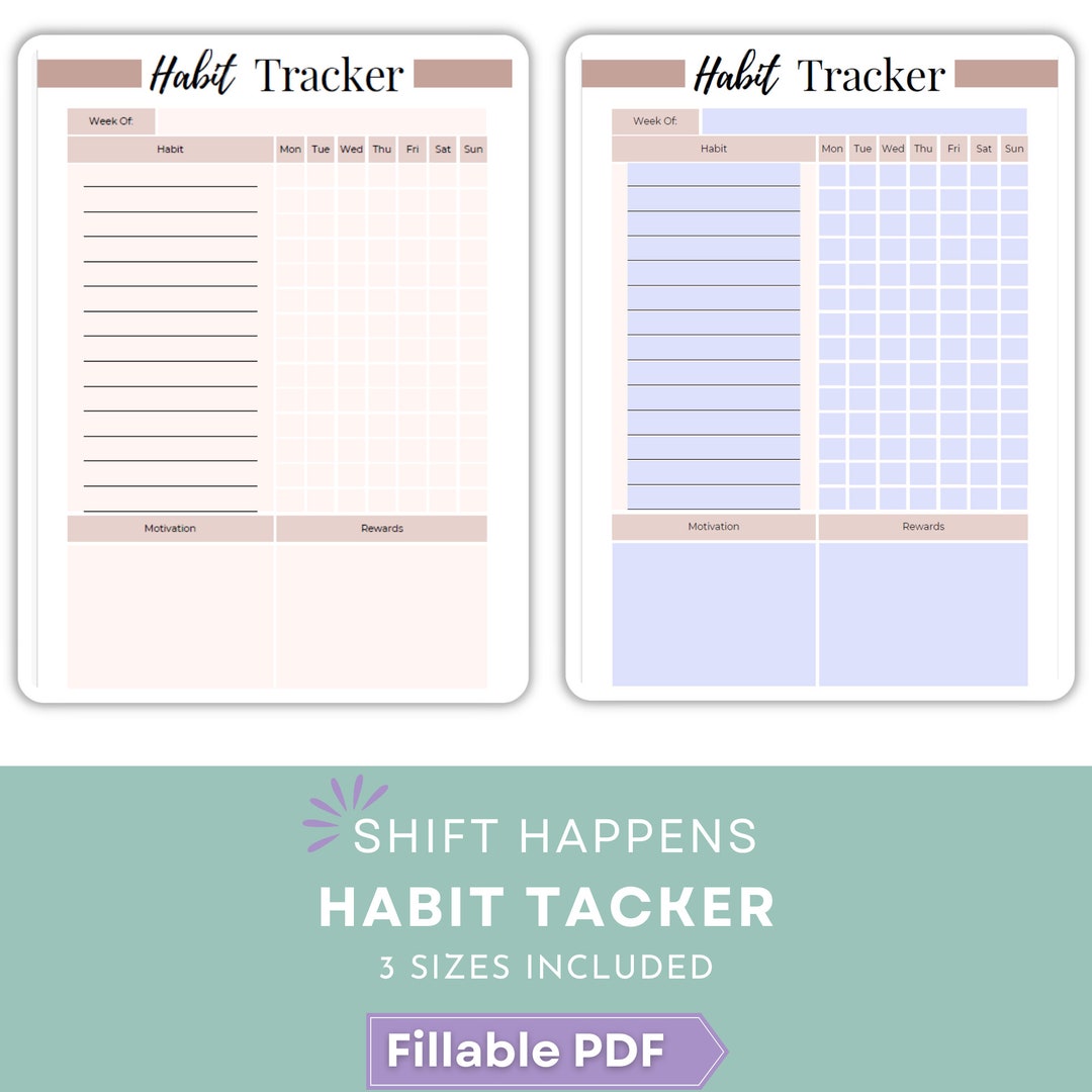Printable Habit Tracker for Goal Setting and Daily Routine Weekly Habit ...