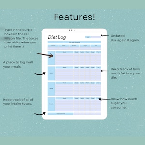 Printable Diet, Printable Food, Food Planner, Meal Tracker, Meal ...