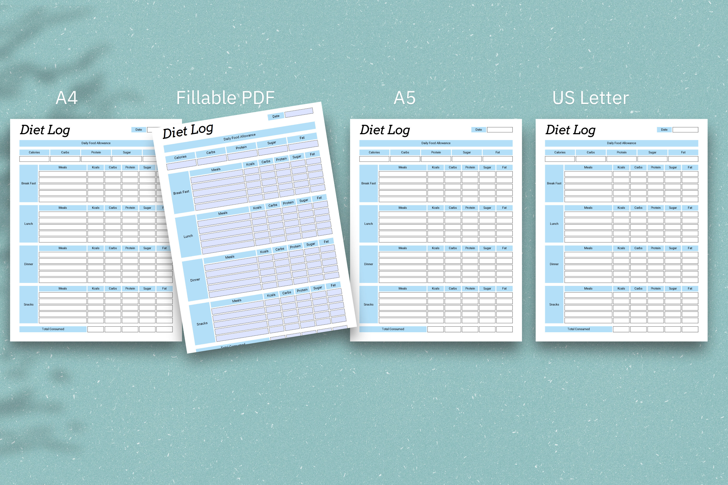 Printable Diet, Printable Food, Food Planner, Meal Tracker, Meal ...