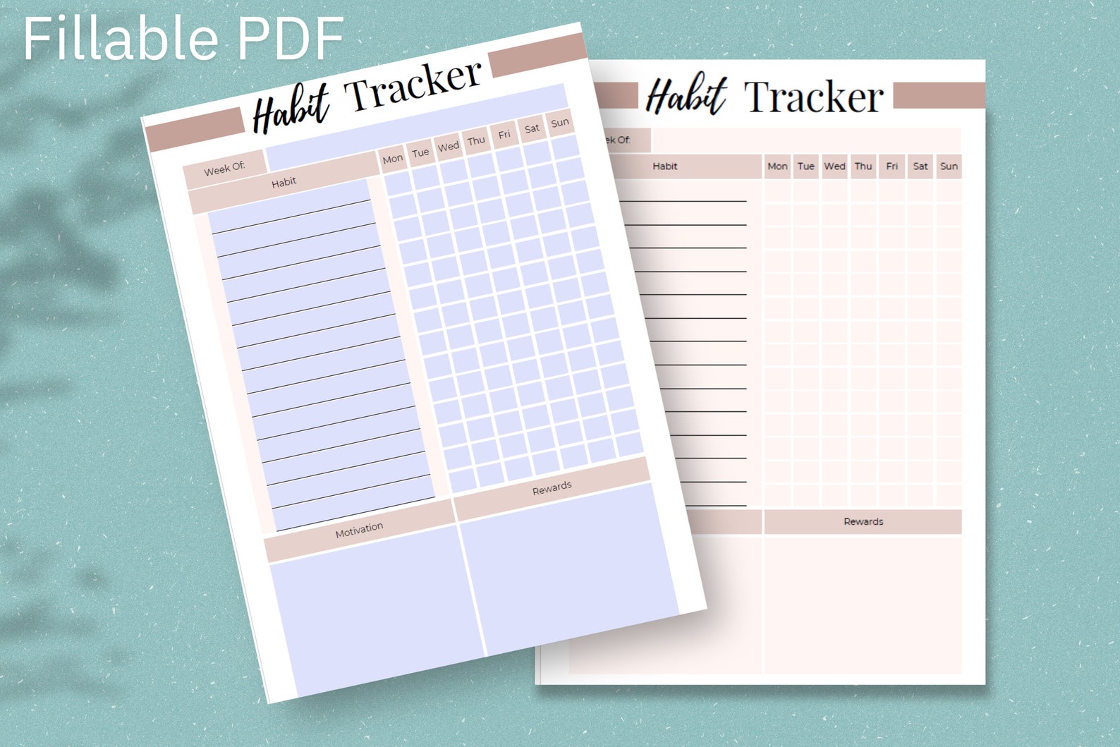 Printable Habit Tracker for Goal Setting and Daily Routine Weekly Habit ...