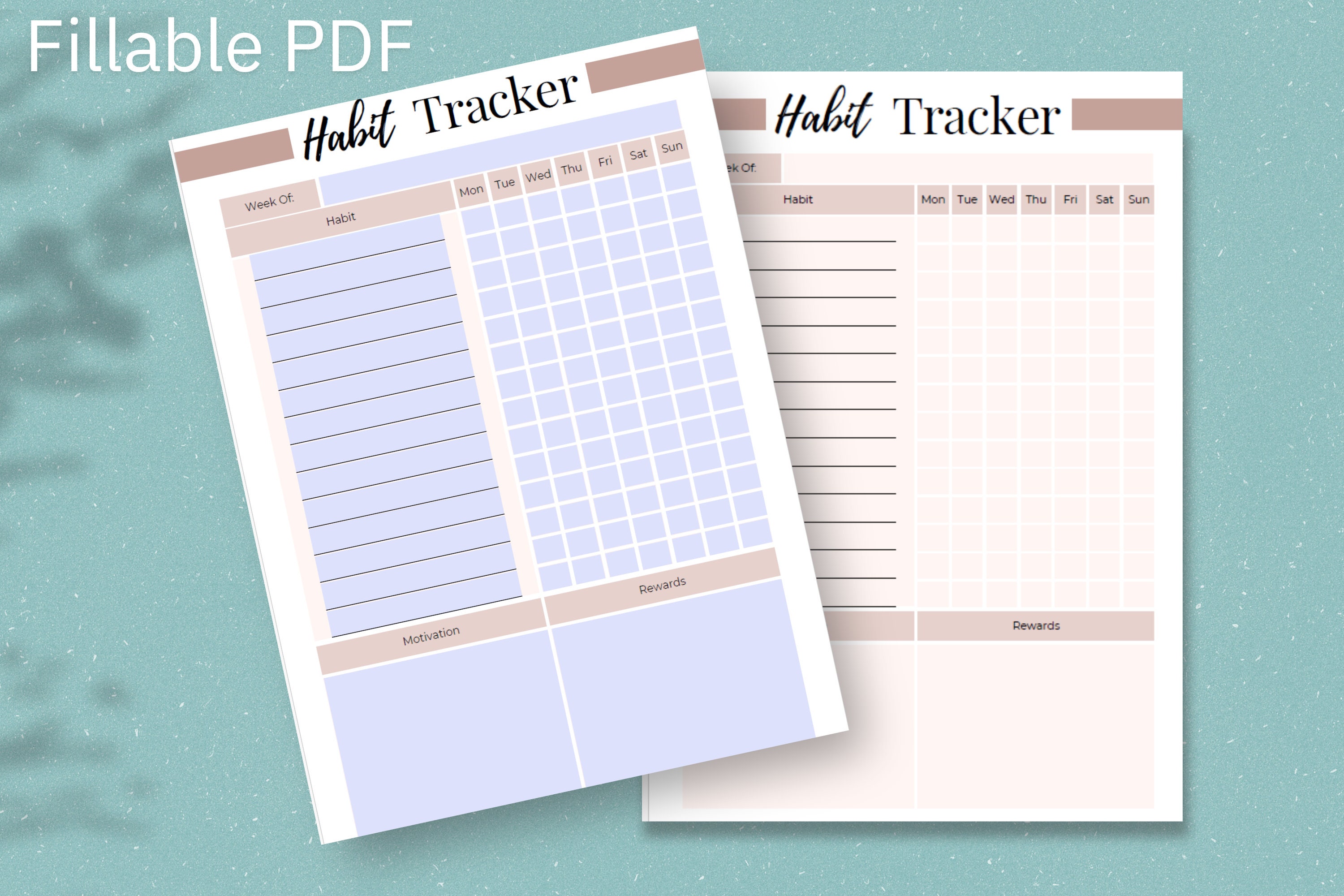 Printable Habit Tracker for Goal Setting and Daily Routine Weekly Habit ...