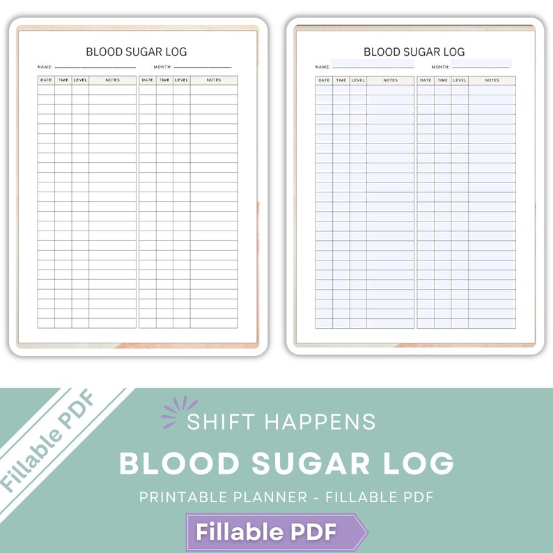 Diabetes Printable | Blood Sugar & Meal Plan Printable | Organizer for ...