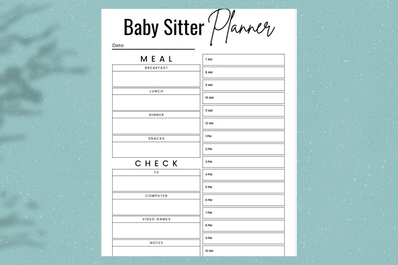 Comprehensive Babysitter Planner & Tracker - Printable PDF for Date ...