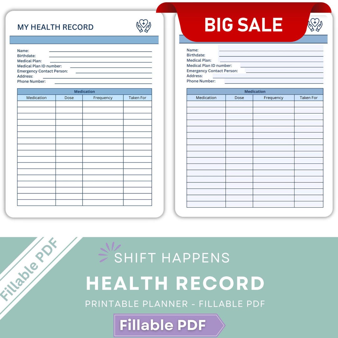 Health Planner - Printable Medication Log, Editable Health Planner ...