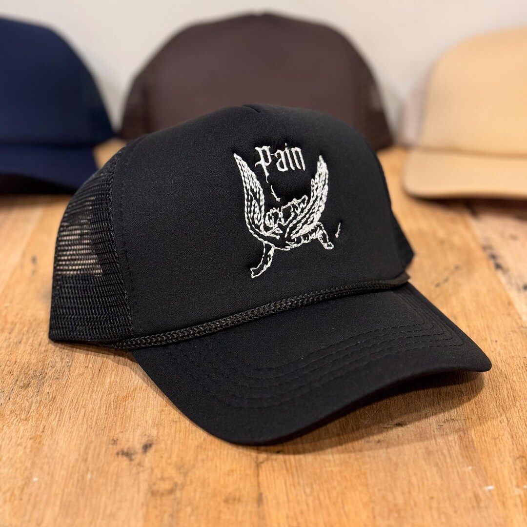 Fallen Angel Trucker Hat: Gothic Embroidered Black Snapback - Etsy