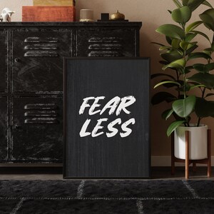 Home Gym Wall Art, Fearless Word Art Prints, Motivational Wall Art ...