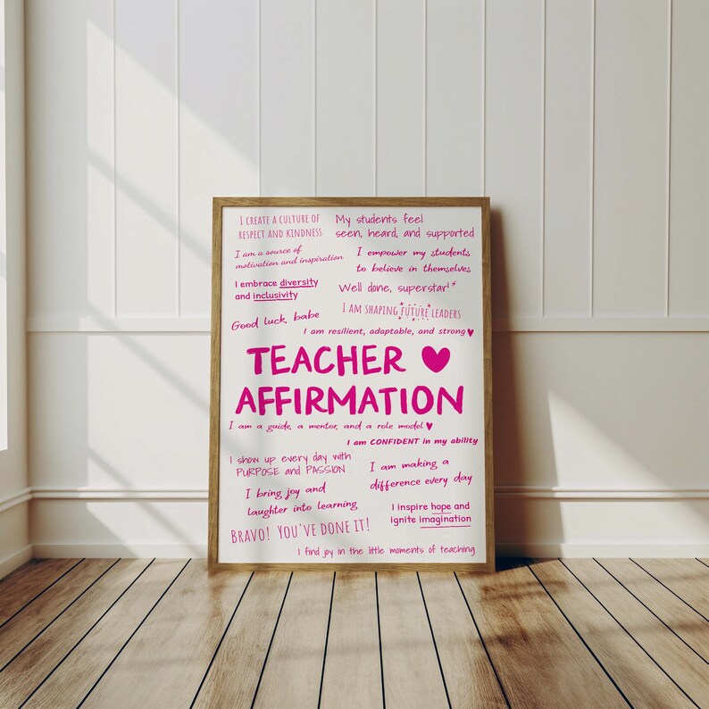 Teacher Affirmation Wall Art: Motivational Quote Classroom Decor ...