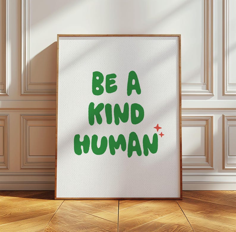 Retro Groovy Wall Art Printable Be a Kind Human Print Retro Wall Art ...
