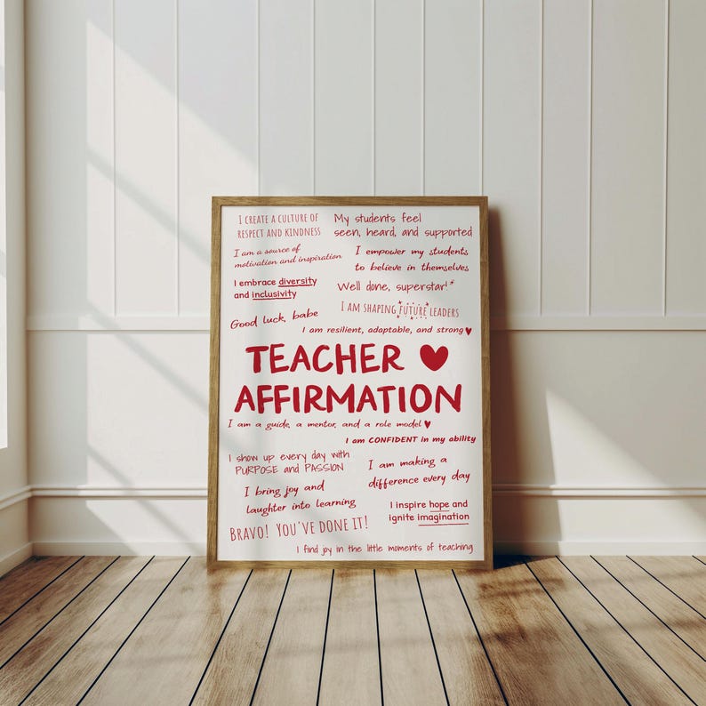 Teacher's Affirmation Wall Art Printable Daily Affirmations Wall Art ...