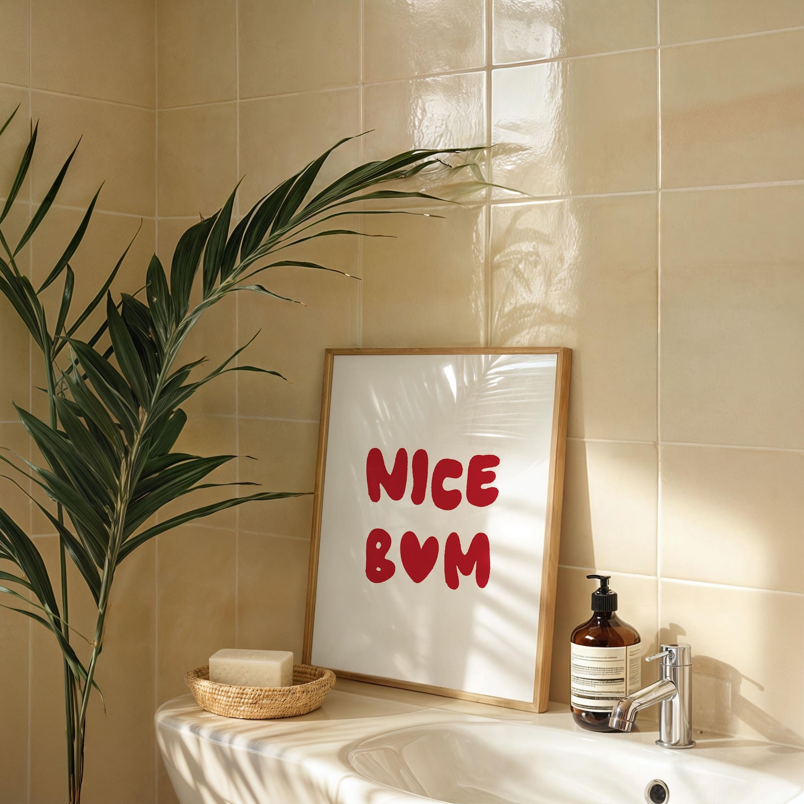 Nice Bum Art Print Funny Bathroom Art Retro Bathroom Wall Art Printable ...