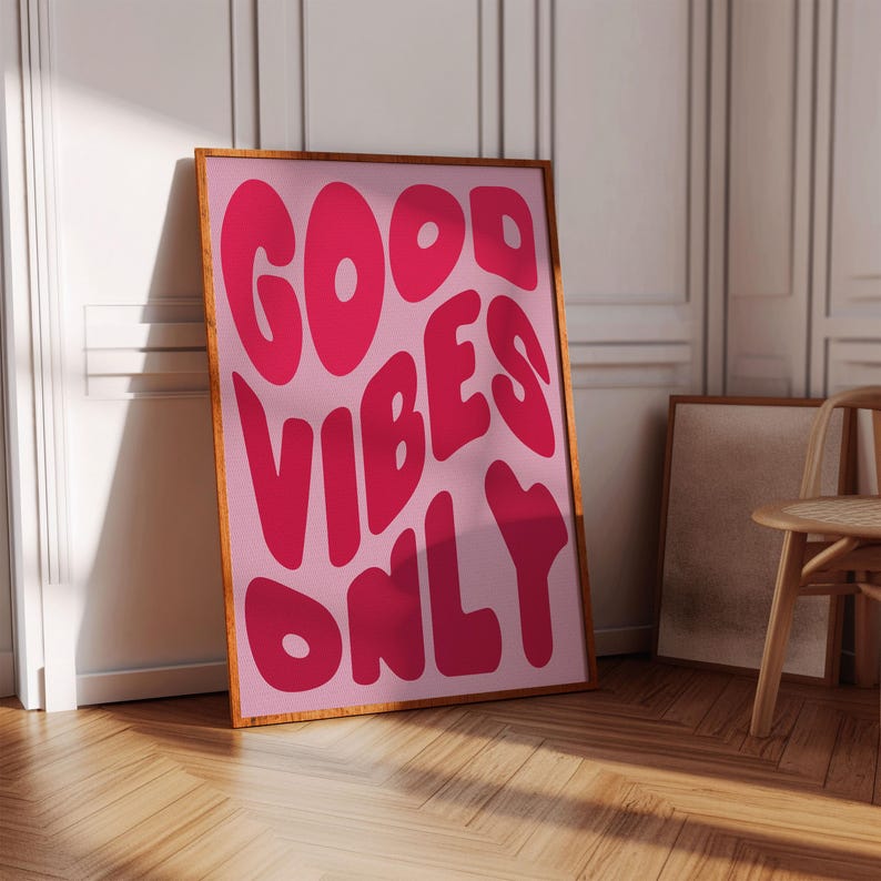 Good Vibes Only Wall Art, Good Vibes Only Poster, 70s Retro Art ...