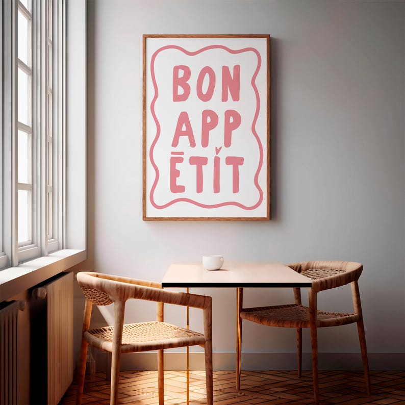 Bon Appetit Poster Printable Wall Art Eat Sign Typography Print,french ...