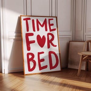 Time for Bed Bedroom Poster Bed Time Wall Decor Aesthetic Bedroom Wall ...
