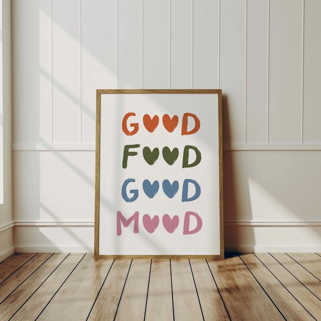 Good Food Good Mood Poster, Printable Wall Art Eat Sign, Cafe ...