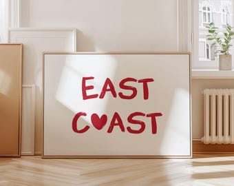 West Coast Wall Art Beach House Home Decor Wall Art Red Heart ...