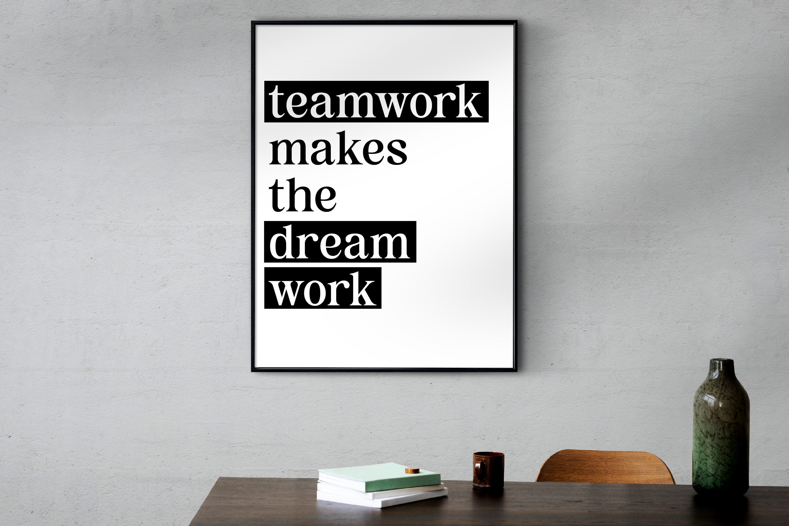 Teamwork Posters Workplace Office Wall Art Minimalist Dream Team Print ...