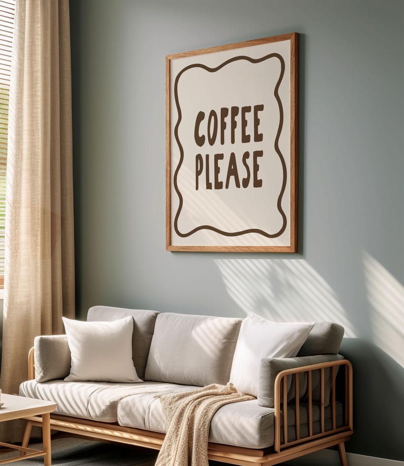Coffee Typography Art Print: Minimalist Kitchen Cafe Decor, Neutral ...