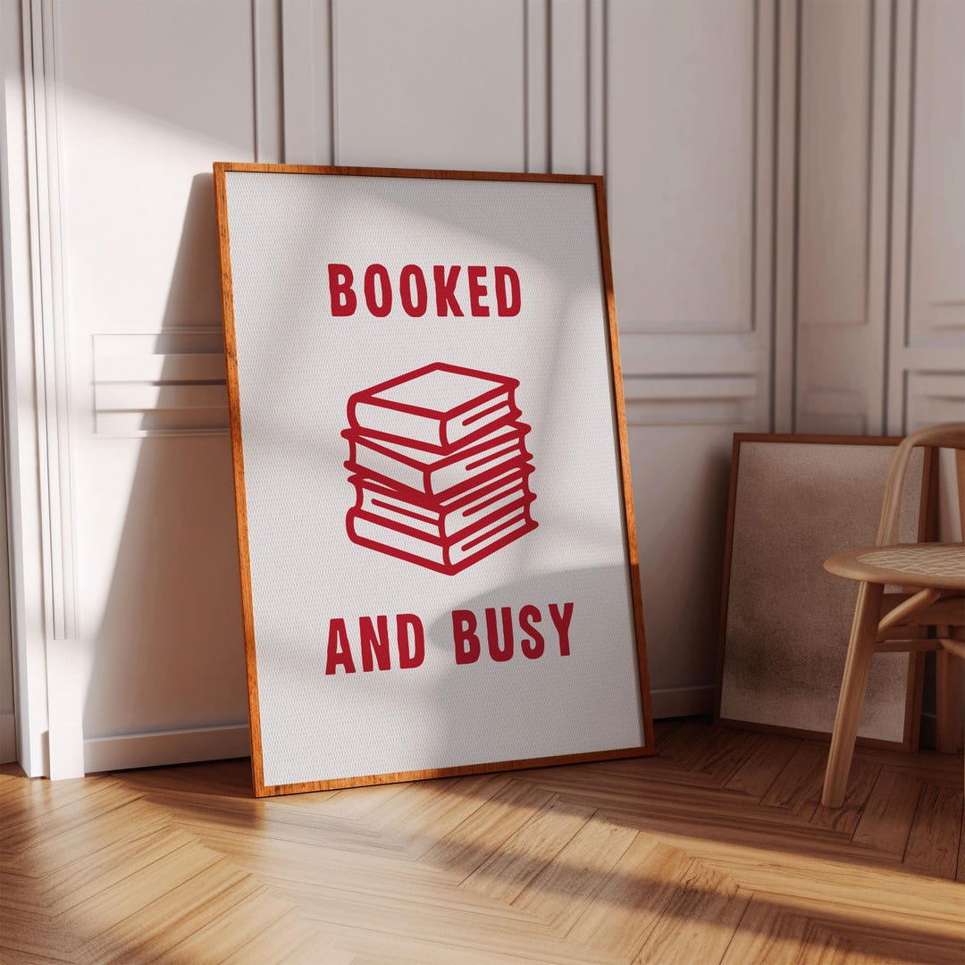 Booked and Busy Wall Art, Book Lovers Wall Art, Cute Apartment Gifts ...
